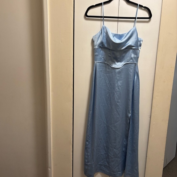 Zara | Dresses | Zara Blue Satin Dress | Poshmark